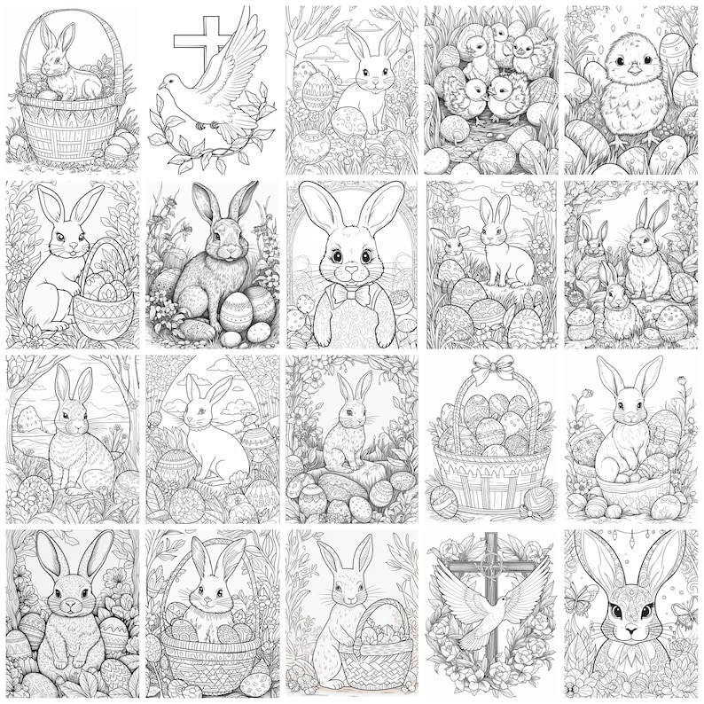 Bunny and Easter Holiday Coloring Pages, Bunny Coloring Sheets, Holiday ...