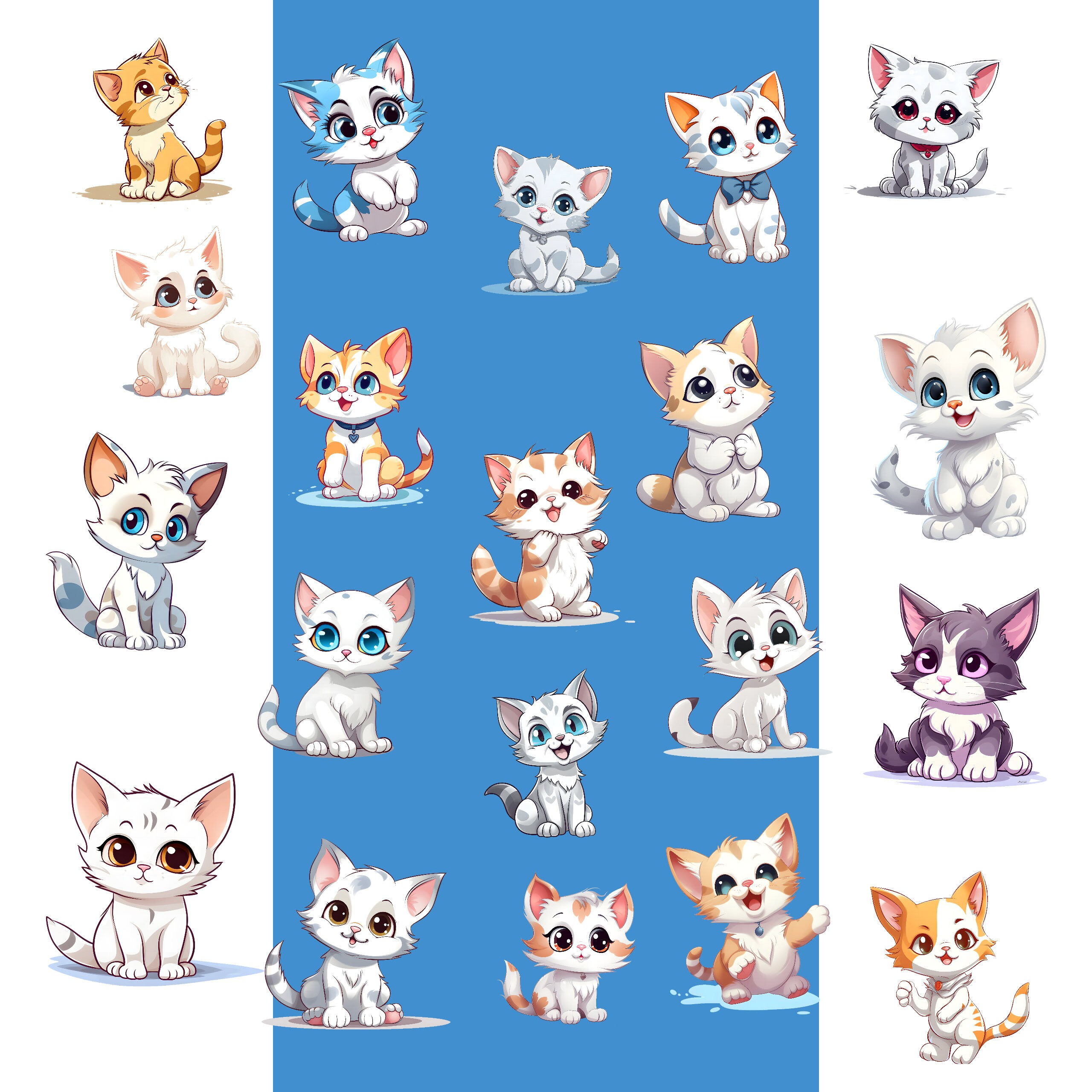 Cute Cat Clipart Pack 1, Kitten Art, Printable, Scrapbooking, Stickers ...