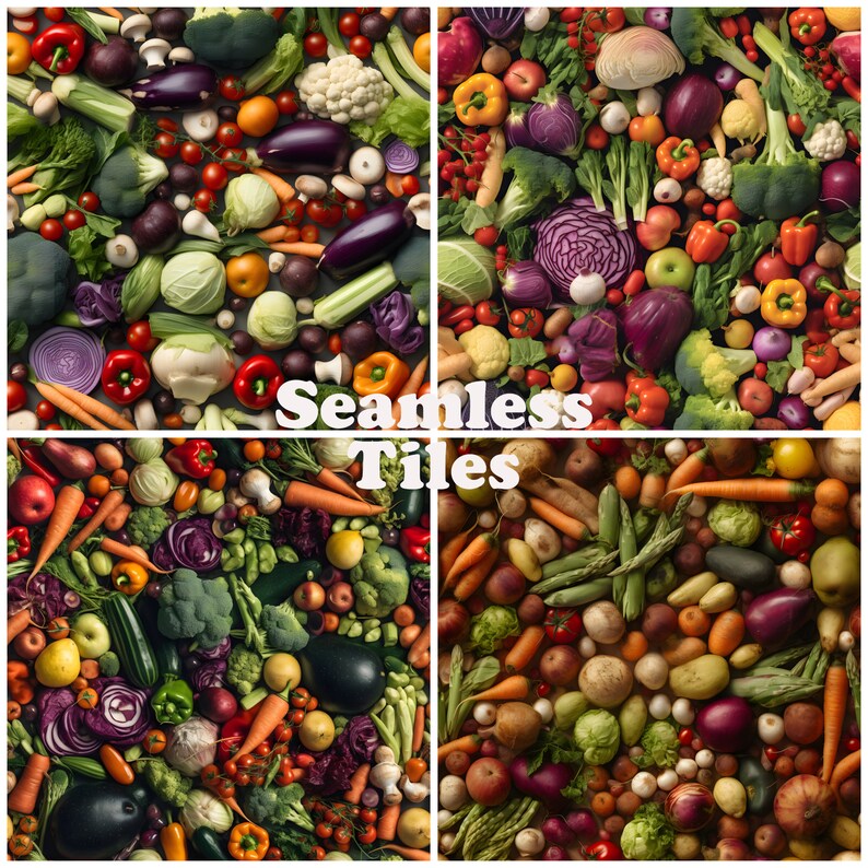 Mixed Vegetable Seamless Tile Patterns - Etsy