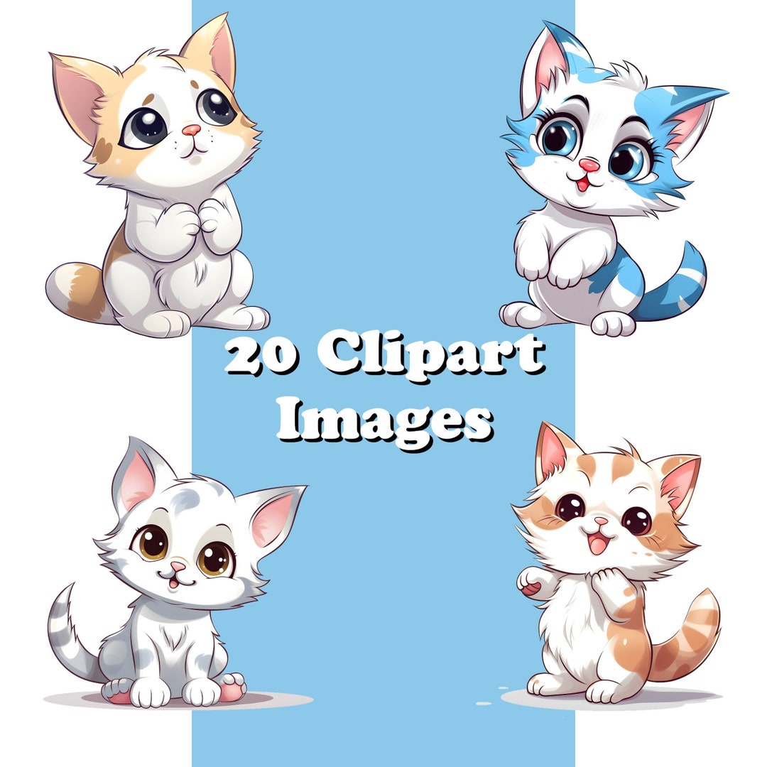 Cute Cat Clipart Pack 1, Kitten Art, Printable, Scrapbooking, Stickers ...