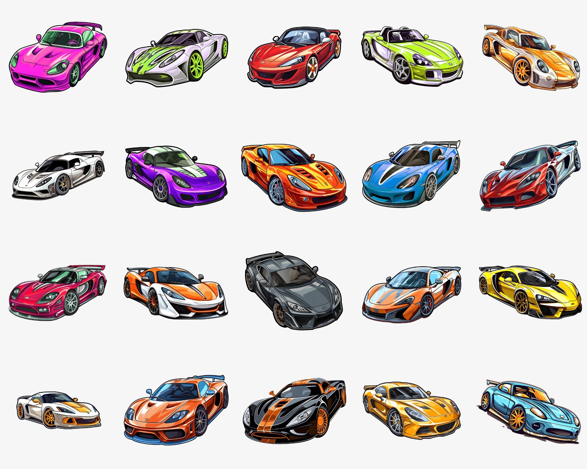 Sports Car Clipart Pack 1, Race Car Art, Printable, Scrapbooking ...