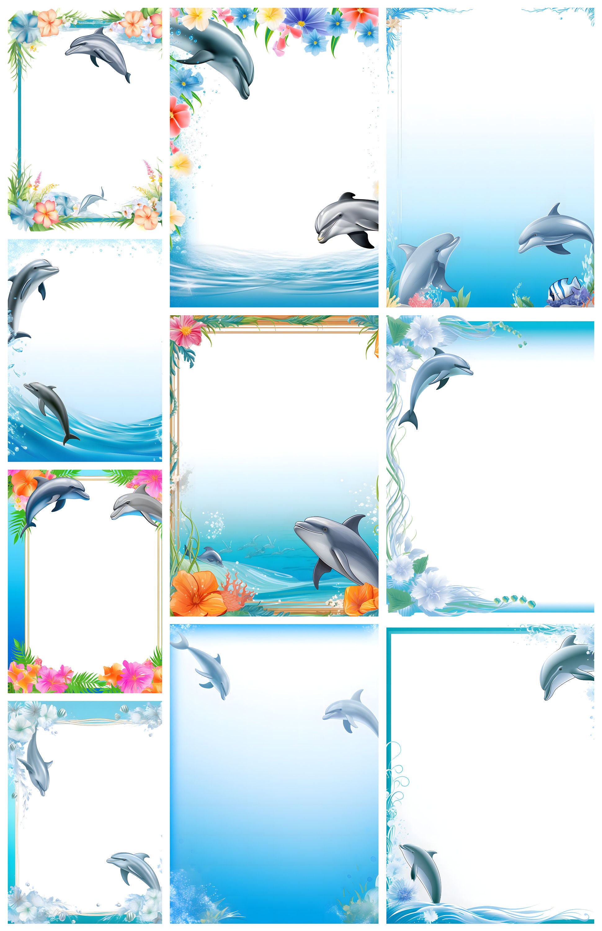 Dolphin Border Paper Collection for Invitations, Functions or Art ...