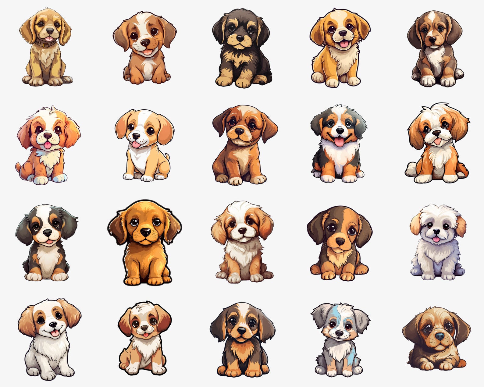 Cute Puppy Clipart, Dog Art, Printable, Scrapbooking, Stickers, Digital ...