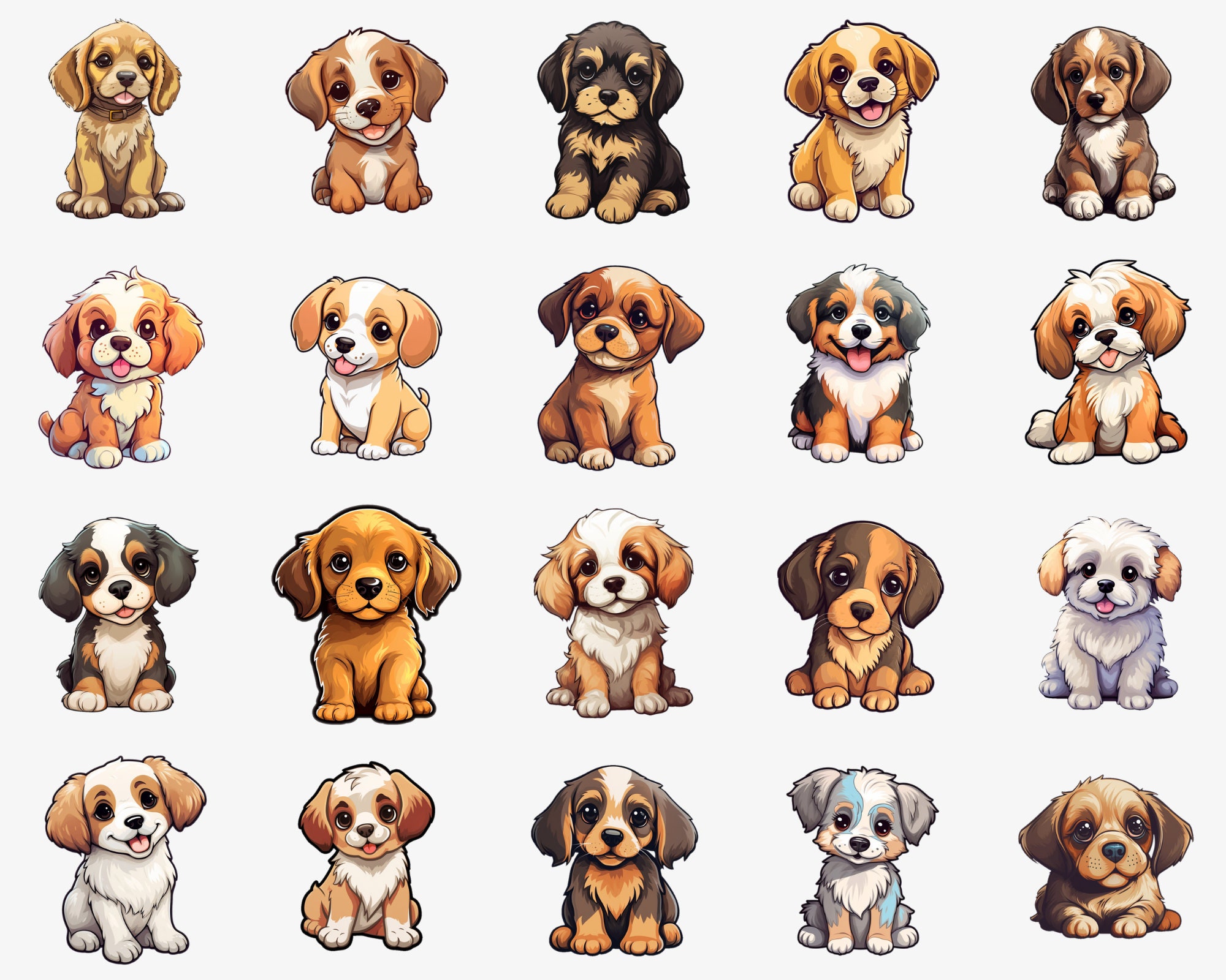Cute Puppy Clipart, Dog Art, Printable, Scrapbooking, Stickers, Digital ...