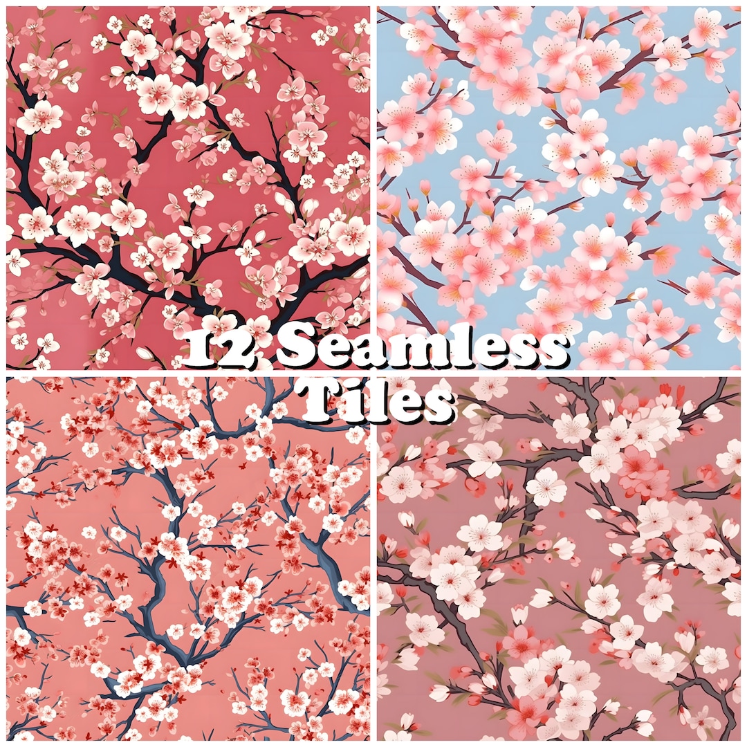 Japanese Cherry Blossom Patterns, Cherry Blossom Repeat Pattern, Cherry ...