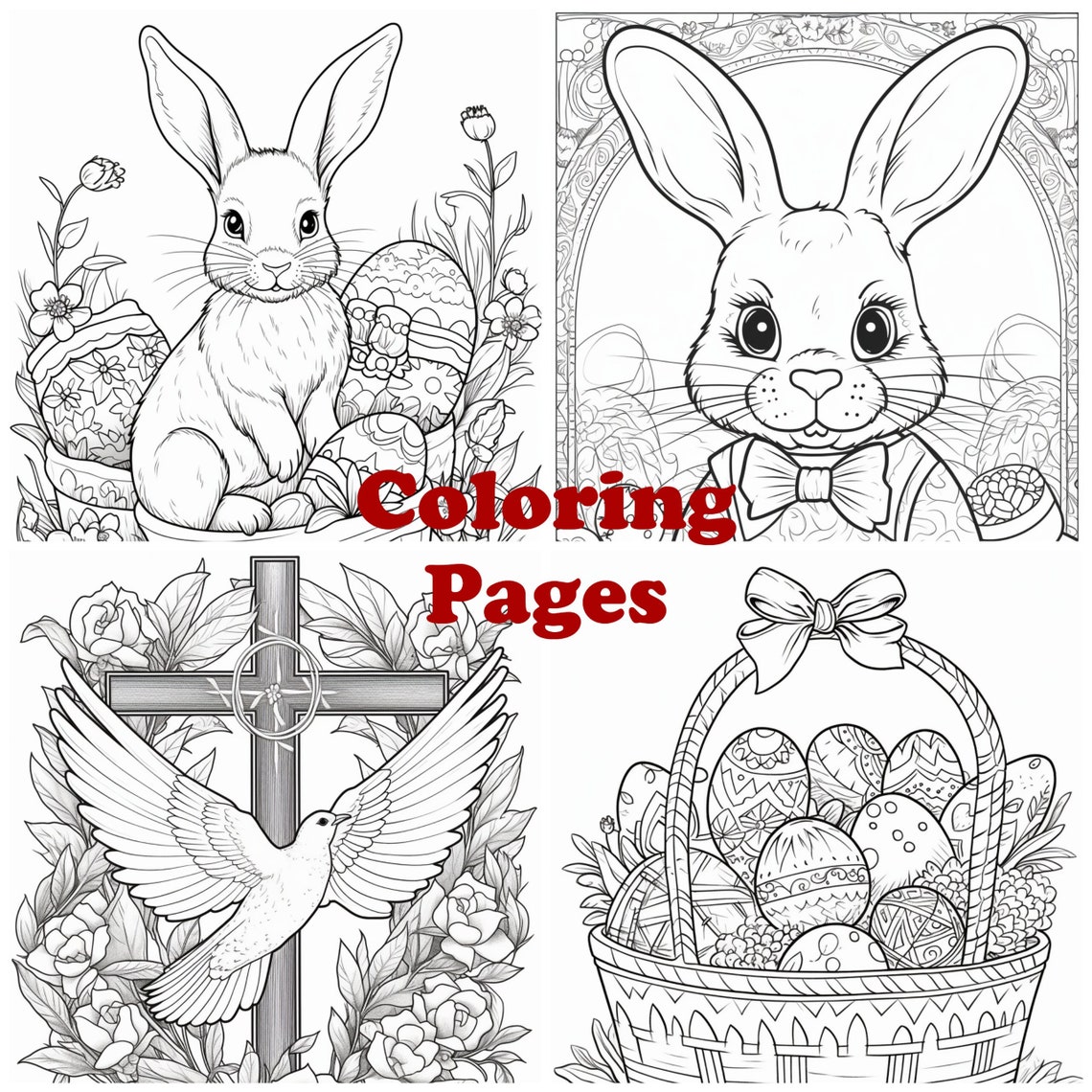 Bunny and Easter Holiday Coloring Pages, Bunny Coloring Sheets, Holiday ...