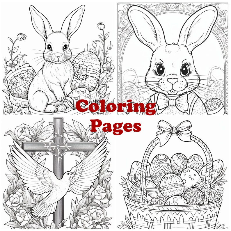Bunny and Easter Holiday Coloring Pages, Bunny Coloring Sheets, Holiday ...