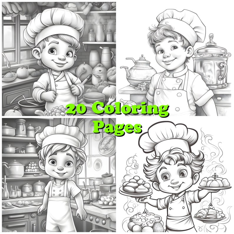 Little Chef Coloring Pages, Tiny Chef Coloring Sheet, Cute Chef ...