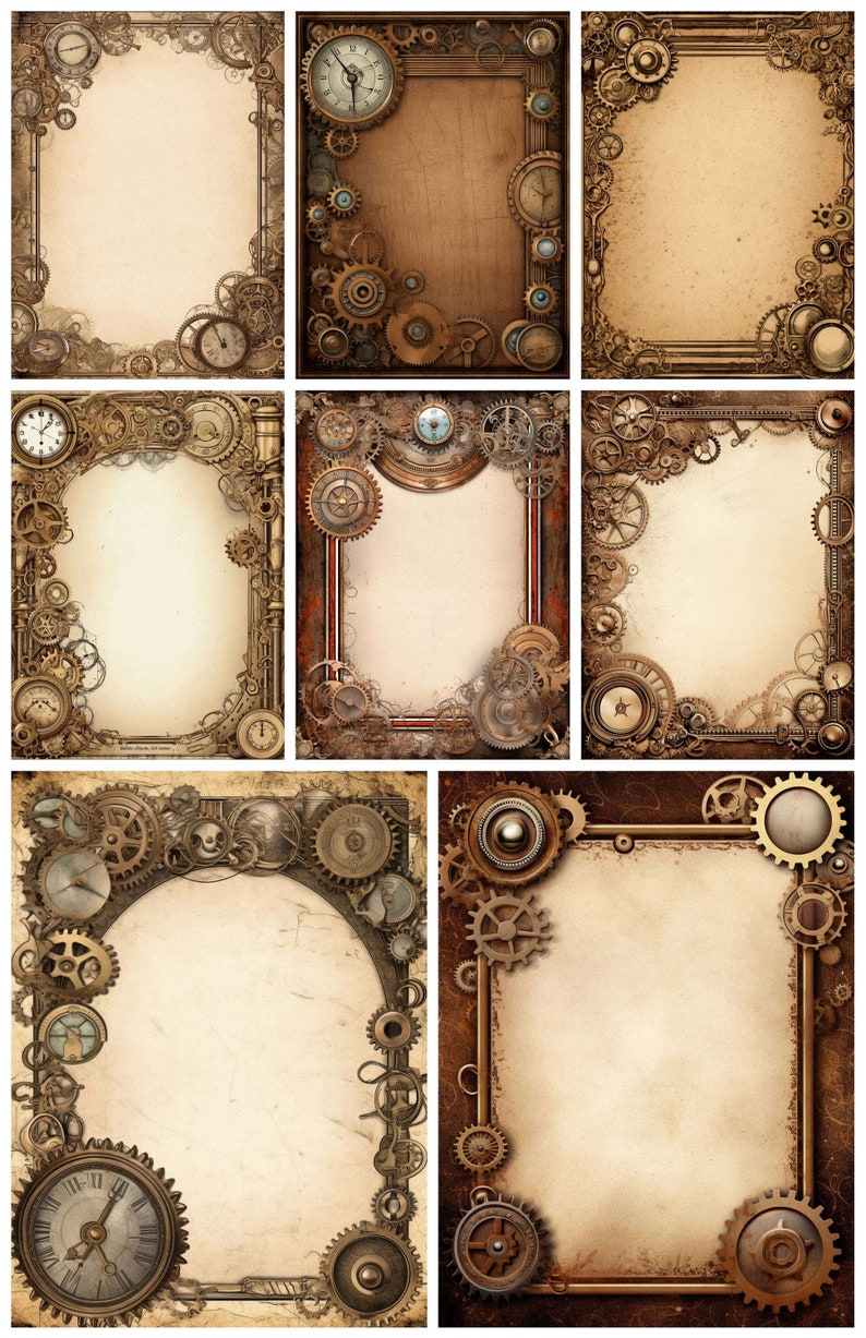Steampunk Border Paper Collection for Invitations, Functions or Art - Etsy