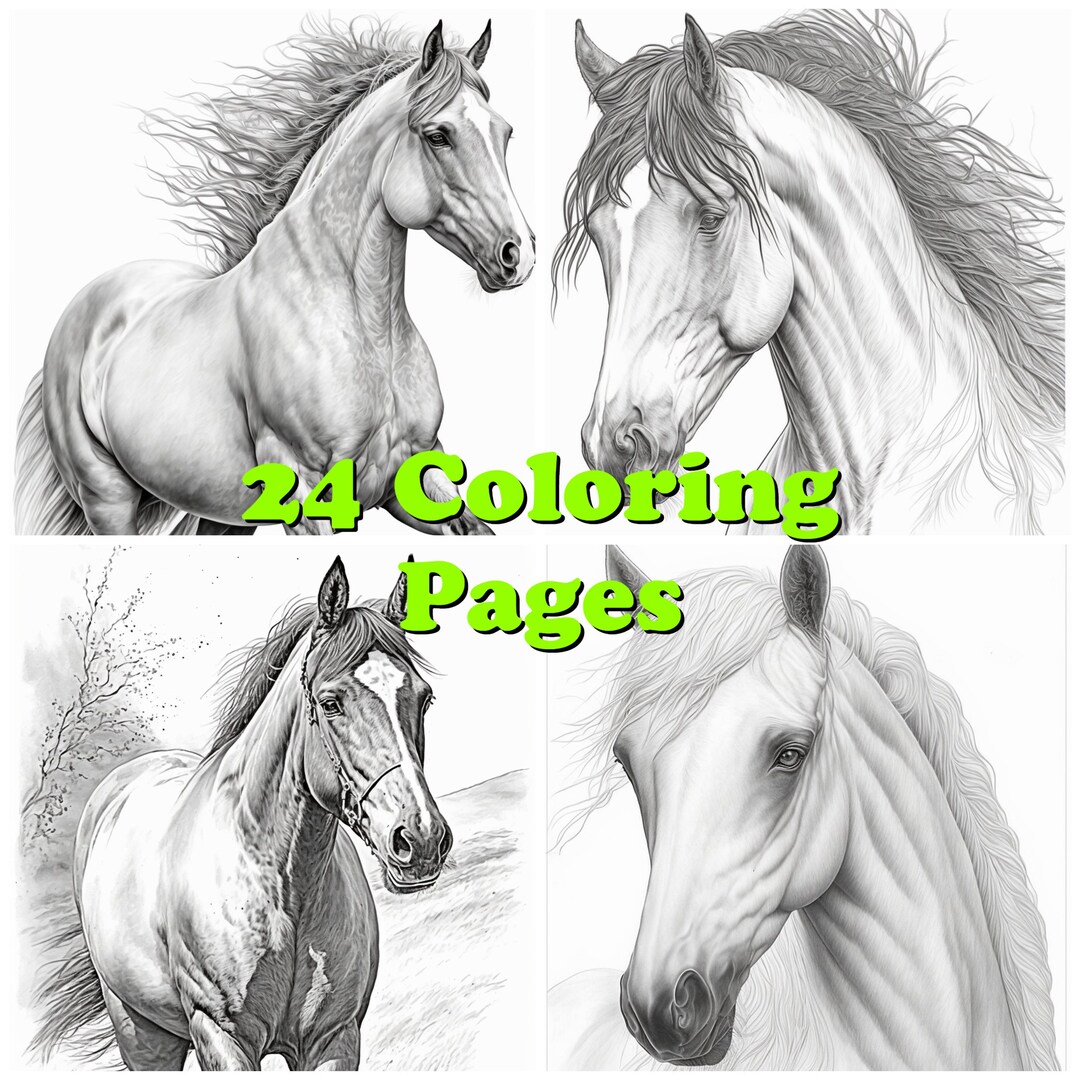 Horse Coloring Pages, Horse Coloring Sheet, Horse Coloring Book - Etsy