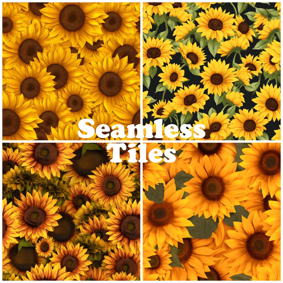 Sunflower Seamless Tiles, Sunflower Repeat Pattern, Spring Seamless ...