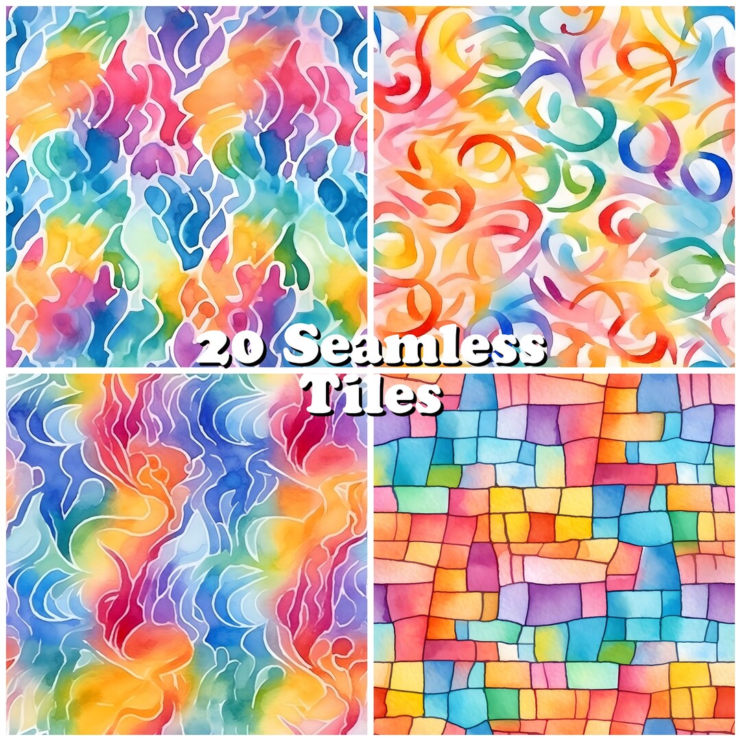 Watercolor Rainbow Color Patterns, Rainbow Repeat Pattern, Rainbow ...
