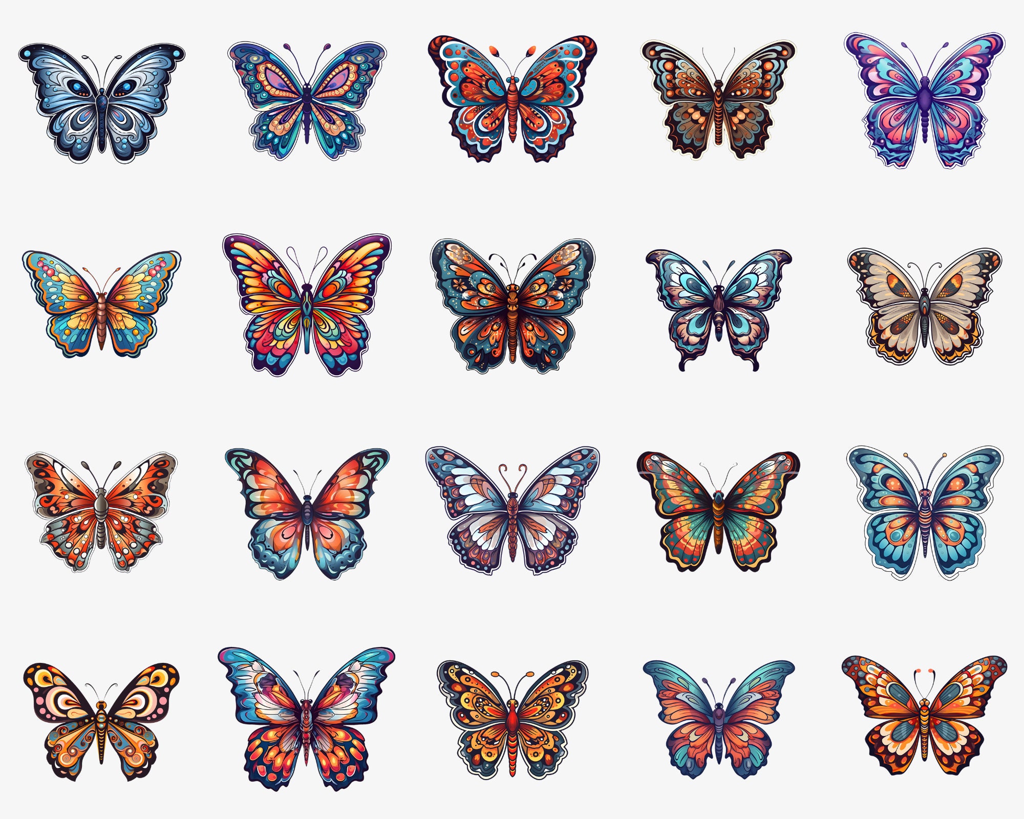 Butterfly Clipart, Butterfly Art, Printable, Scrapbooking, Stickers ...