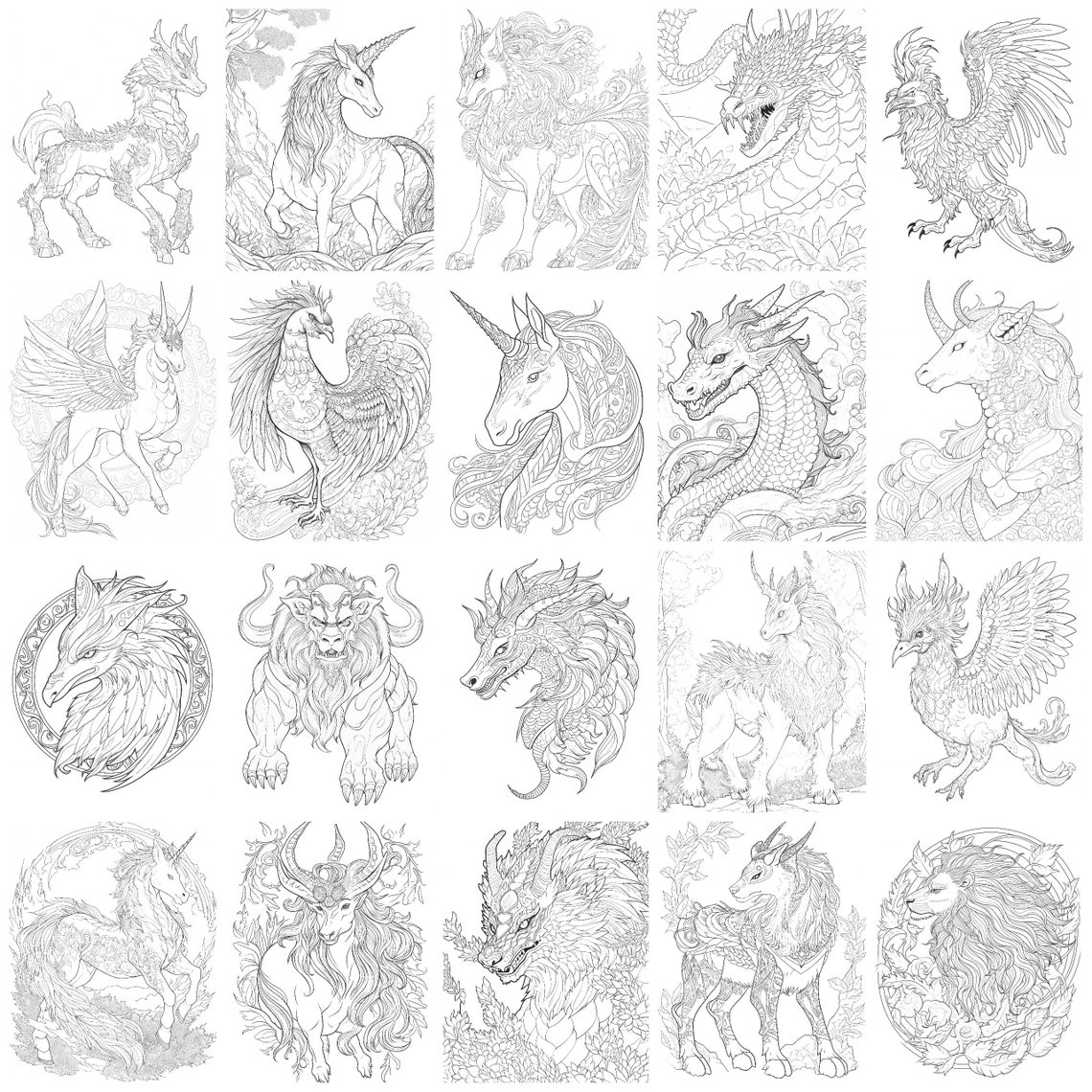 Mythical Beasts Coloring Pages, Fantasy Creatures Colouring Sheets ...