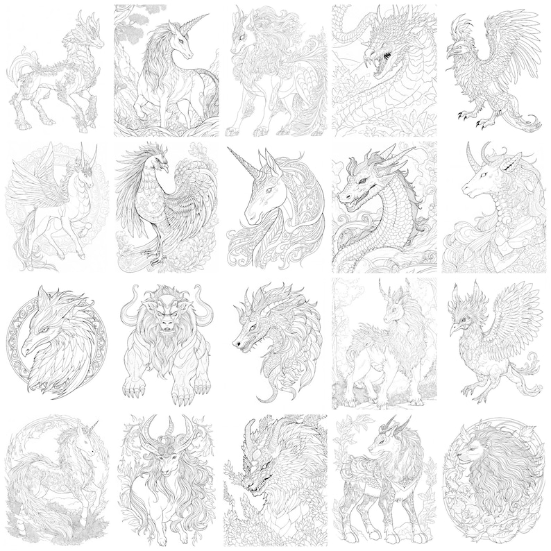 Mythical Beasts Coloring Pages, Fantasy Creatures Colouring Sheets ...