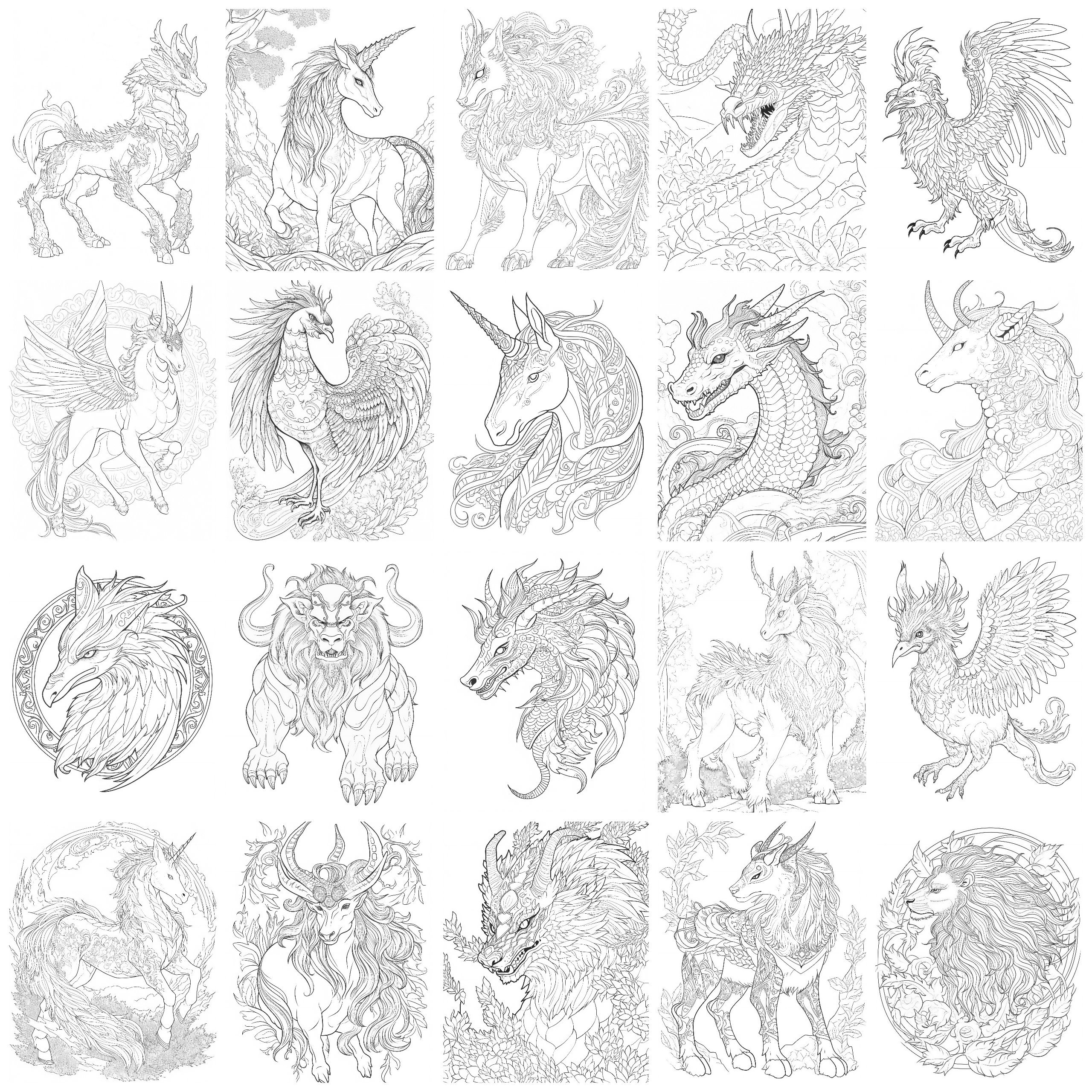 Mythical Beasts Coloring Pages, Fantasy Creatures Colouring Sheets ...