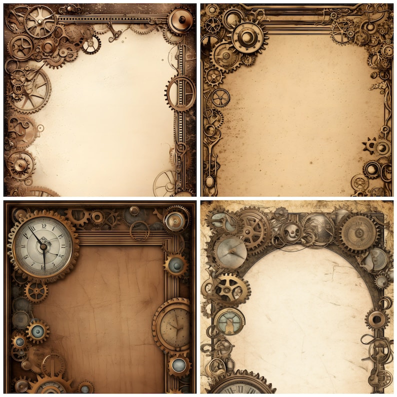 Steampunk Border Paper Collection for Invitations, Functions or Art - Etsy