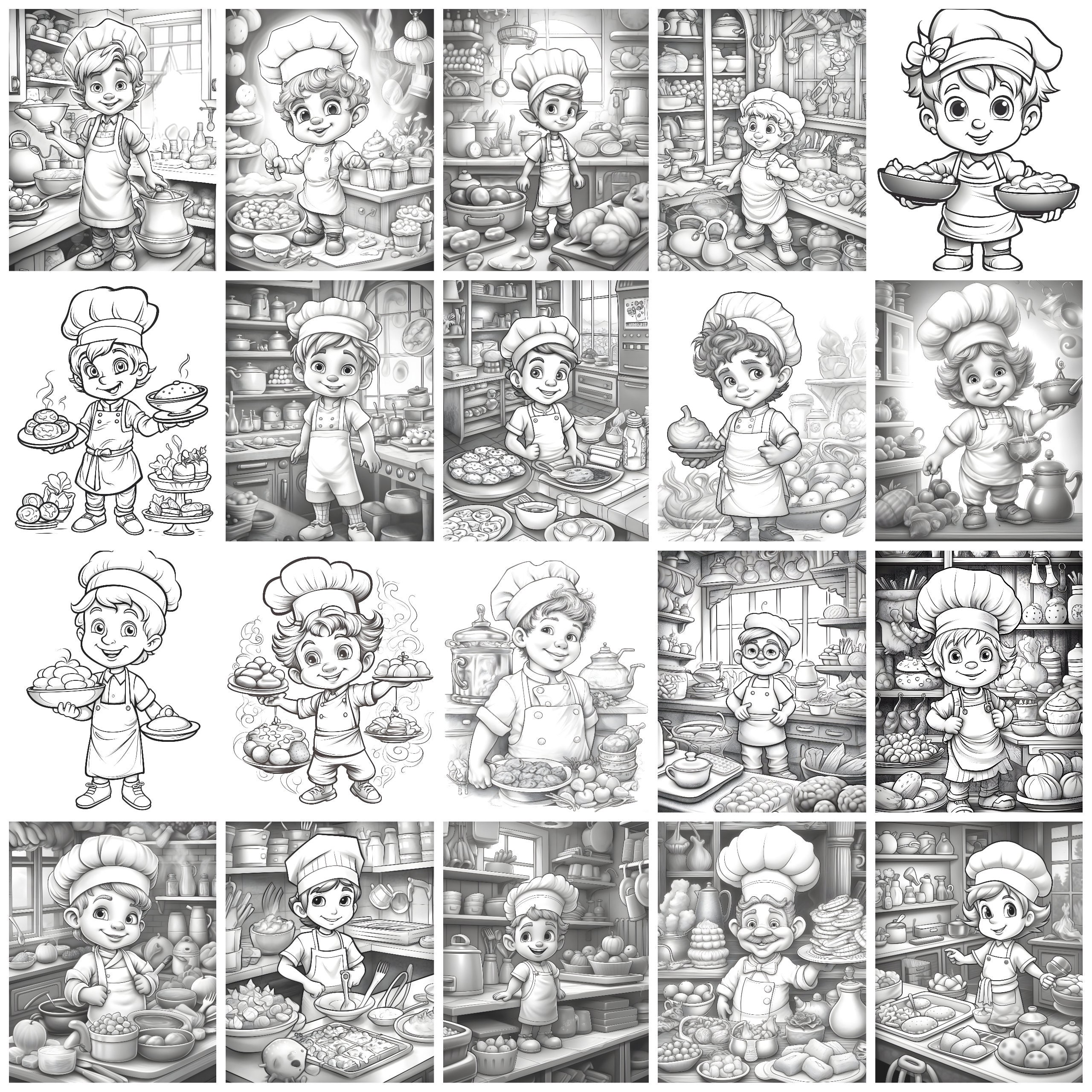 Little Chef Coloring Pages, Tiny Chef Coloring Sheet, Cute Chef ...