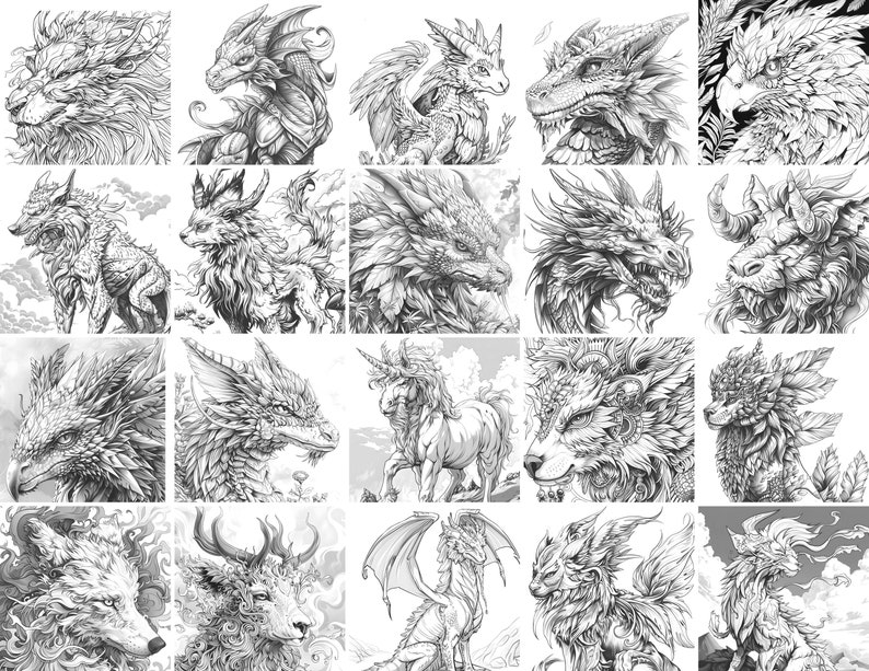 Mythical Beasts 2 Coloring Pages, Fantasy Creatures Colouring Sheets ...