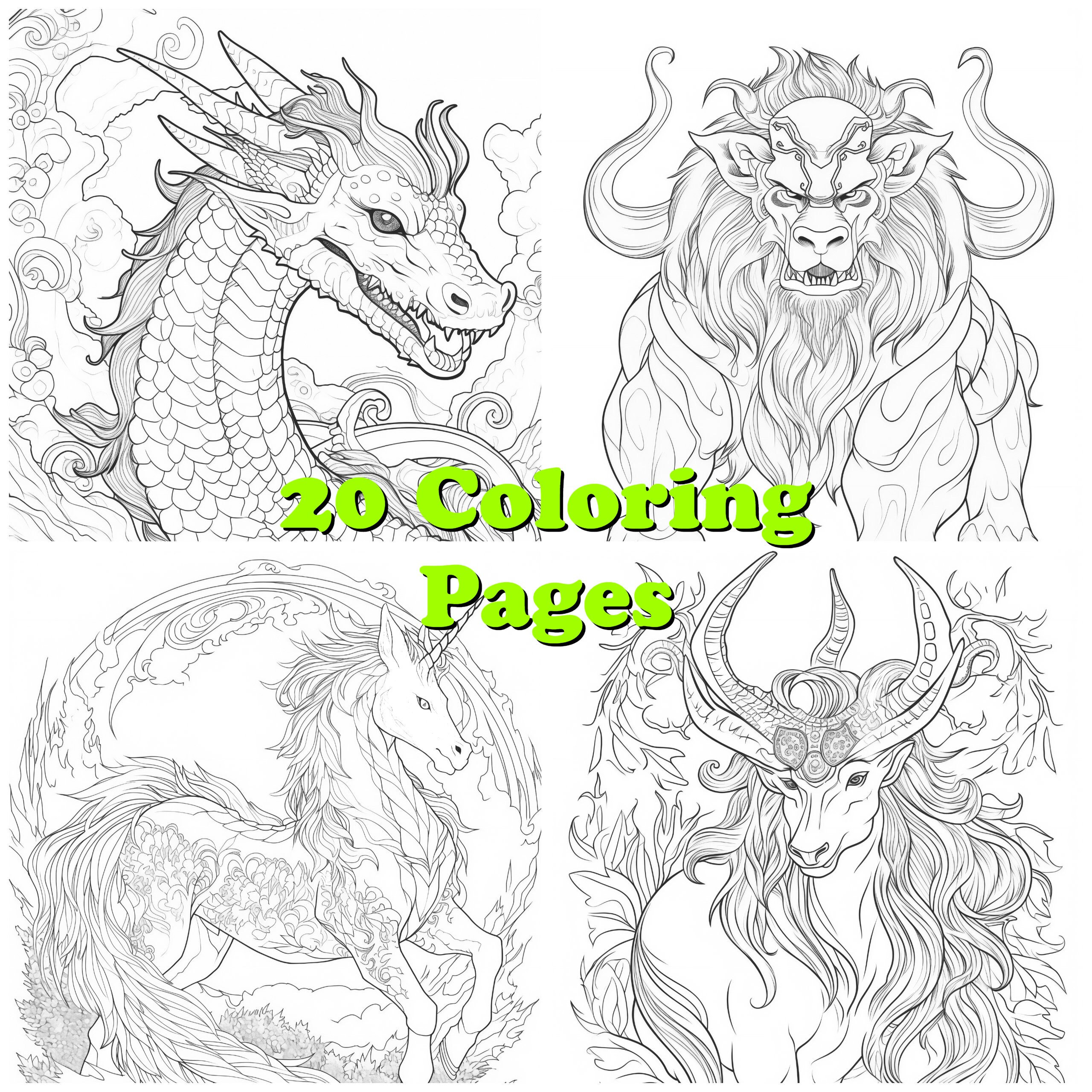 Mythical Beasts Coloring Pages, Fantasy Creatures Colouring Sheets ...