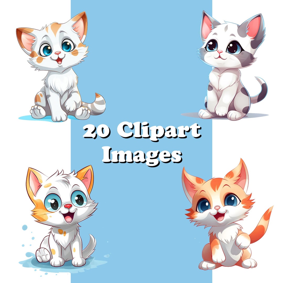 Cute Cat Clipart Pack 2, Kitten Art, Printable, Scrapbooking, Stickers ...
