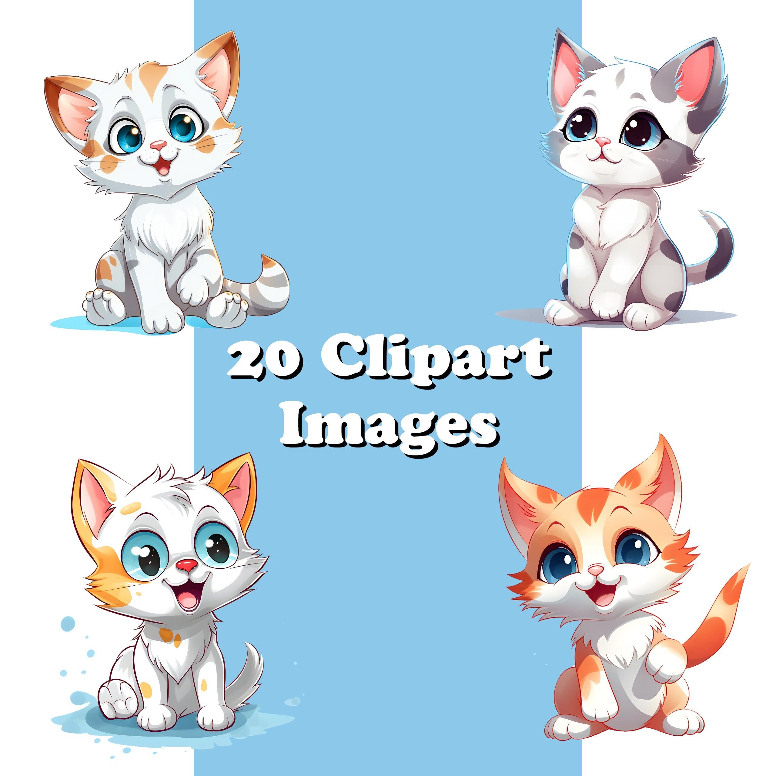 Cute Cat Clipart Pack 2, Kitten Art, Printable, Scrapbooking, Stickers ...