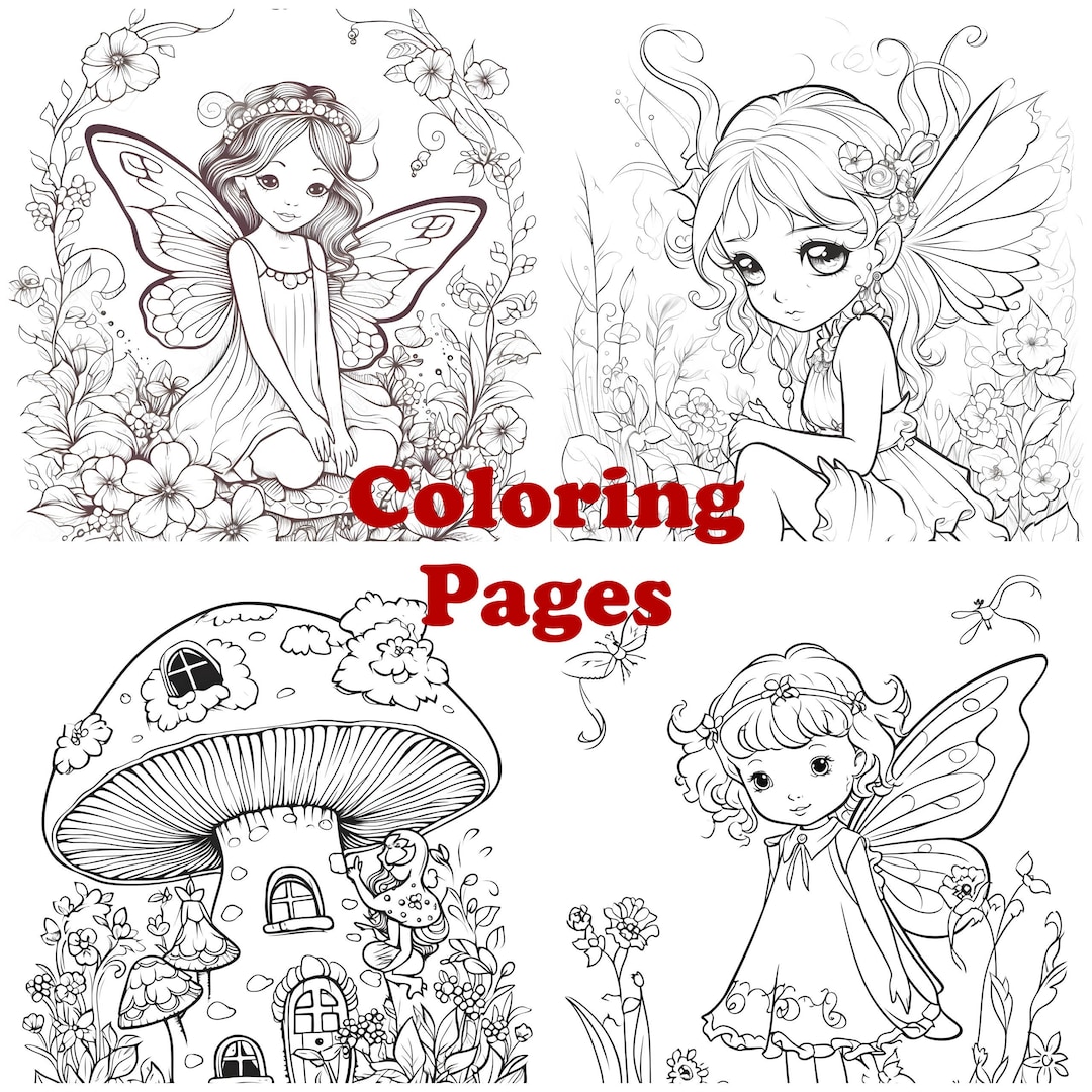Fairy Coloring Pages, Fairy Coloring Sheets, Fairy Coloring Book - Etsy