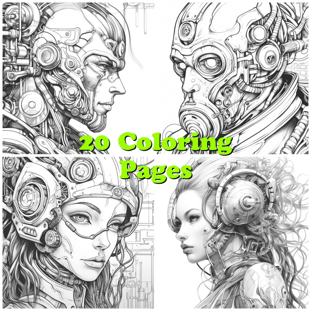 Cyborg Coloring Pages, Robotic Human Colouring Sheets, Steampunk Cyborg ...
