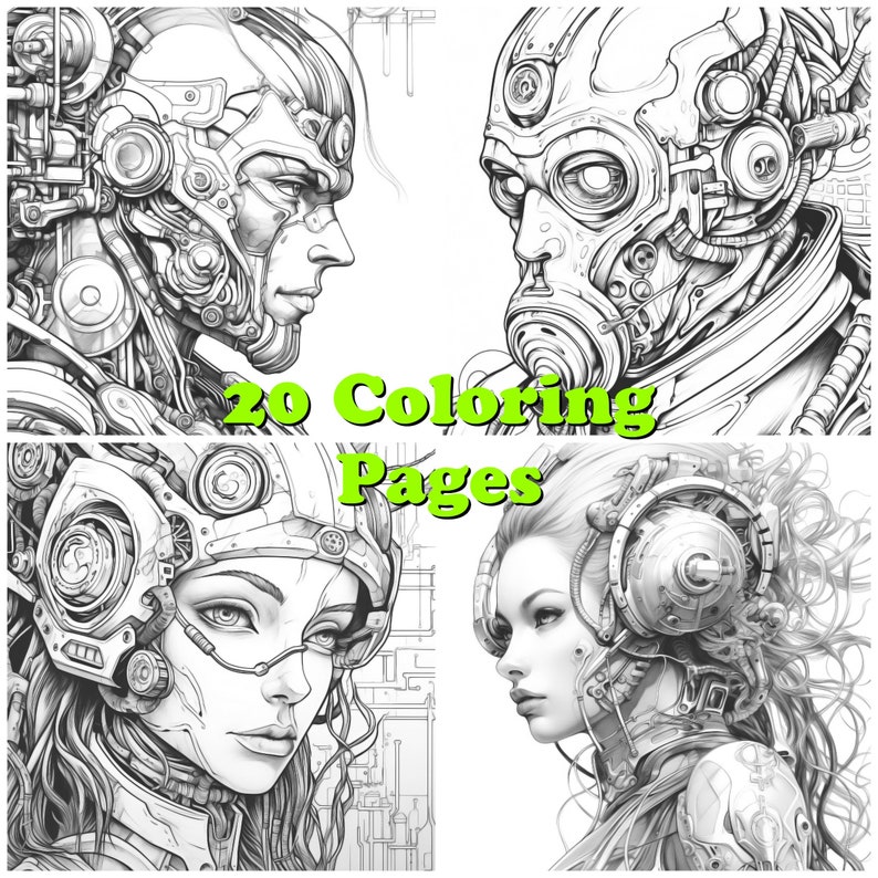 Cyborg Coloring Pages, Robotic Human Colouring Sheets, Steampunk Cyborg ...