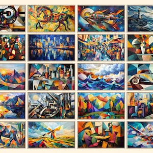 Cubism Styled Frame TV Art Bundle, Cubist Samsung Frame TV Artwork Set ...