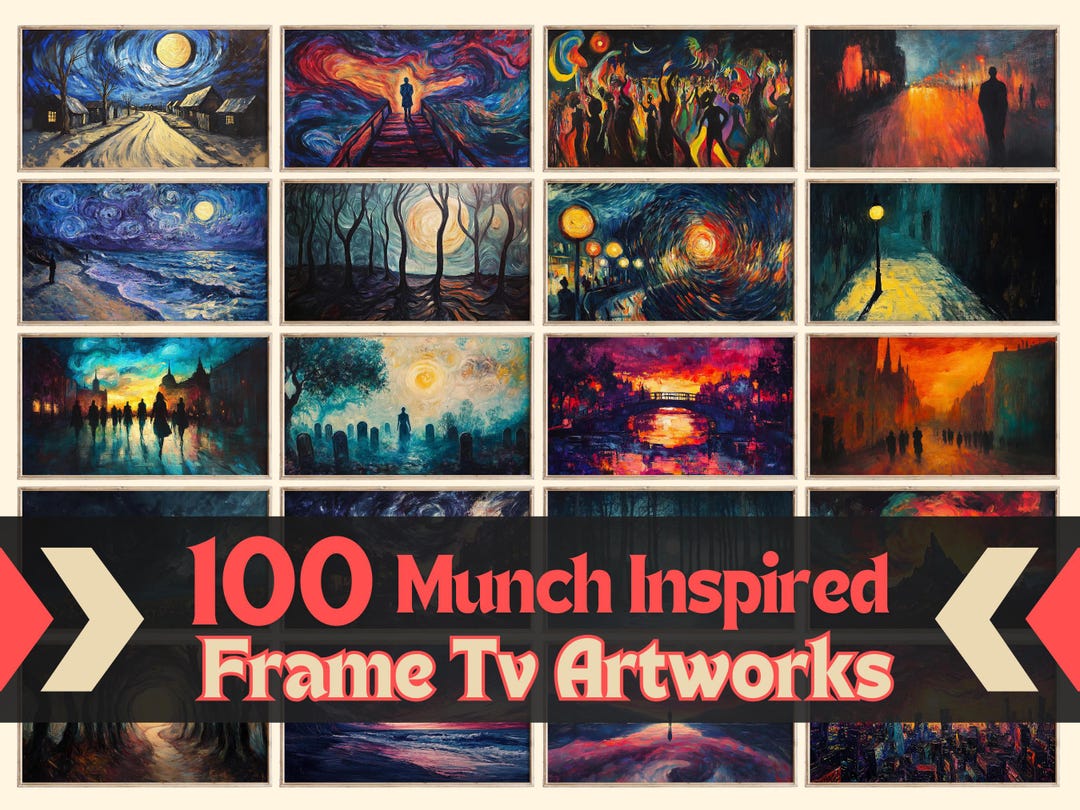 Edvard Munch Inspired Frame TV Art Bundle, Expressionist Samsung Frame ...