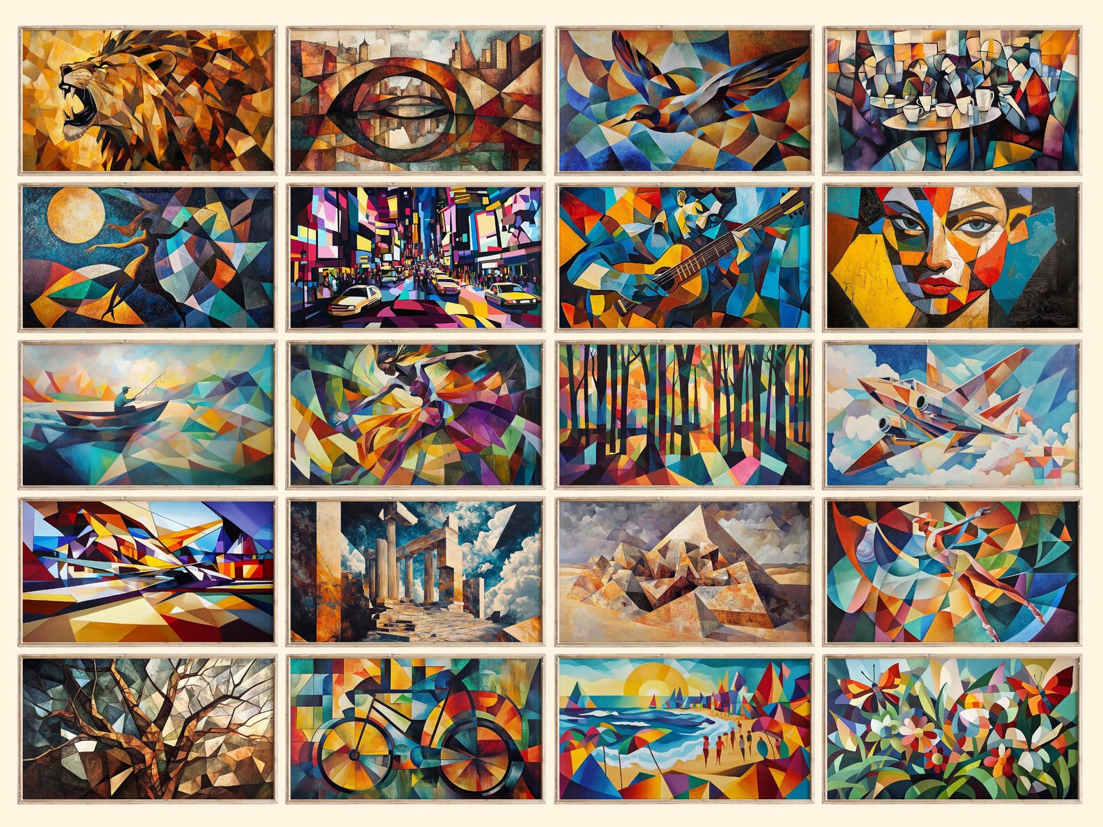 Cubism Styled Frame TV Art Bundle, Cubist Samsung Frame TV Artwork Set ...