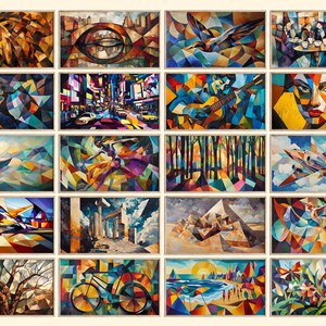 Cubism Styled Frame TV Art Bundle, Cubist Samsung Frame TV Artwork Set ...