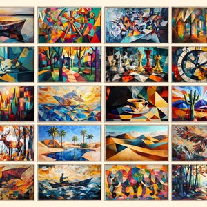 Cubism Styled Frame TV Art Bundle, Cubist Samsung Frame TV Artwork Set ...