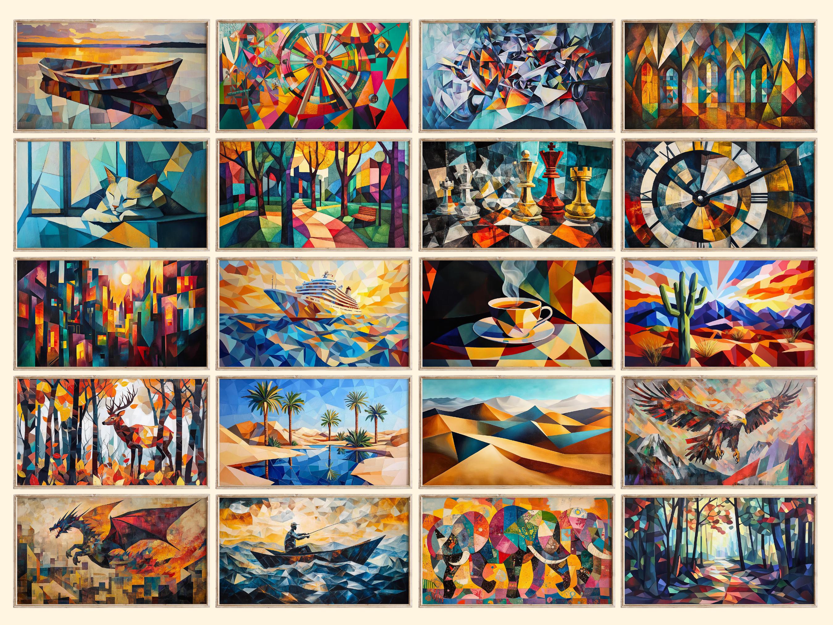Cubism Styled Frame TV Art Bundle, Cubist Samsung Frame TV Artwork Set ...