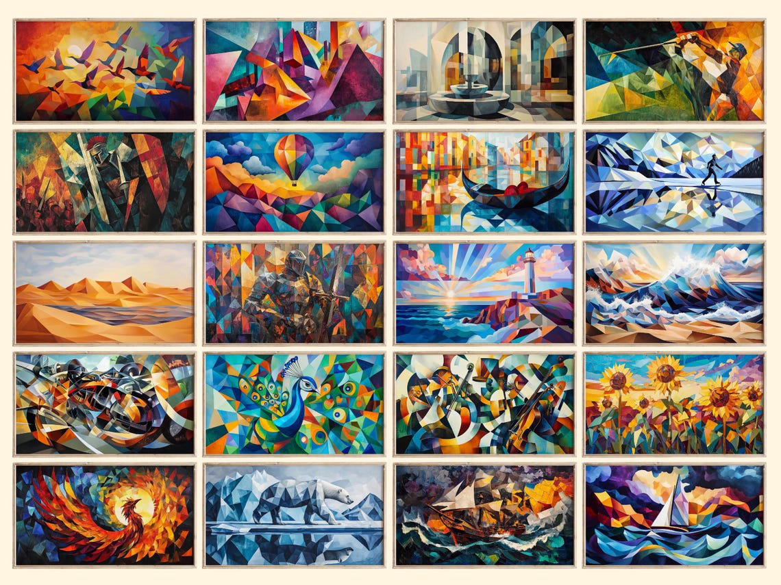Cubism Styled Frame TV Art Bundle, Cubist Samsung Frame TV Artwork Set ...