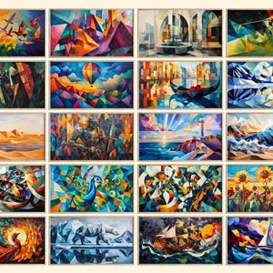 Cubism Styled Frame TV Art Bundle, Cubist Samsung Frame TV Artwork Set ...