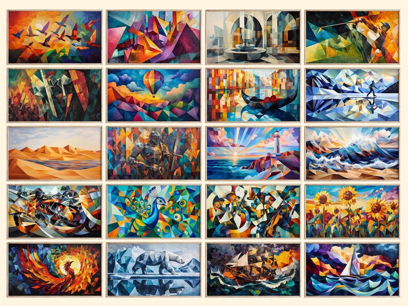Cubism Styled Frame TV Art Bundle, Cubist Samsung Frame TV Artwork Set ...