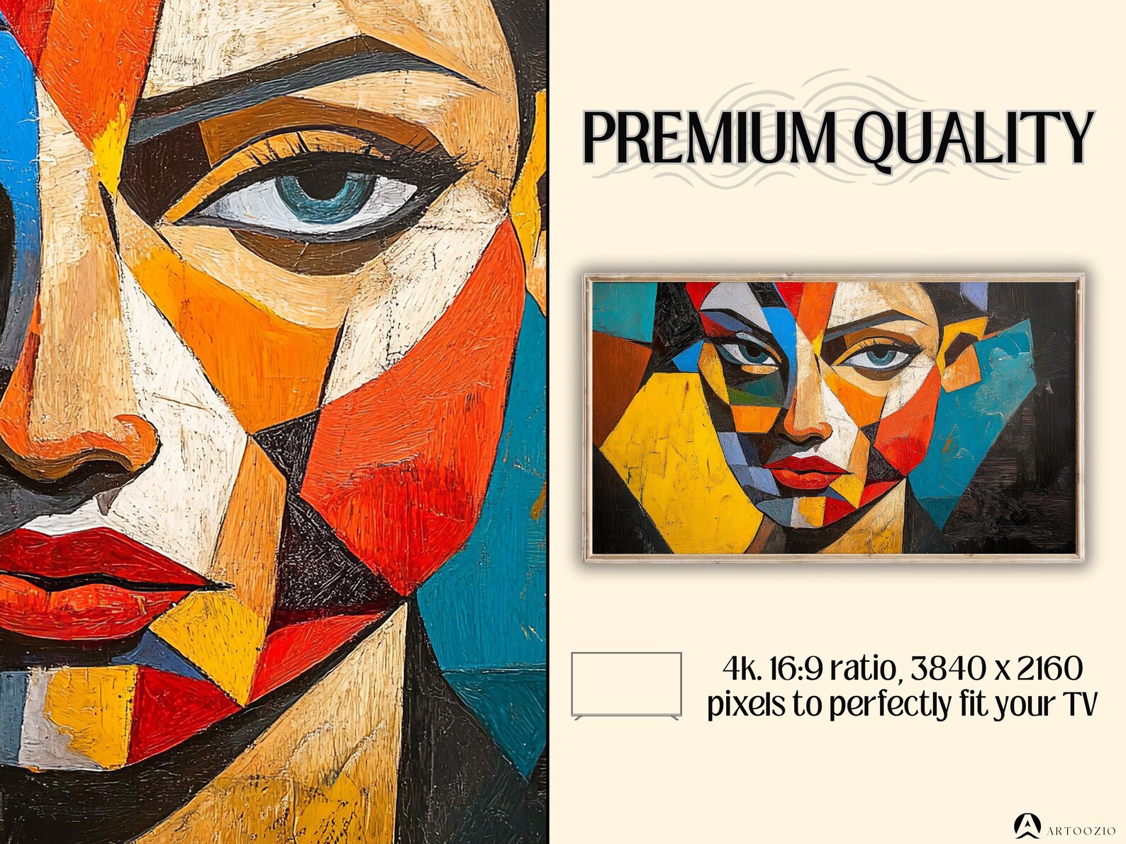 Cubism Styled Frame TV Art Bundle, Cubist Samsung Frame TV Artwork Set ...