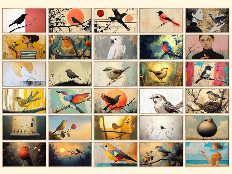 50 Bird Themed Frame TV Art Bundle, Nature Samsung Theframe TV Artwork ...