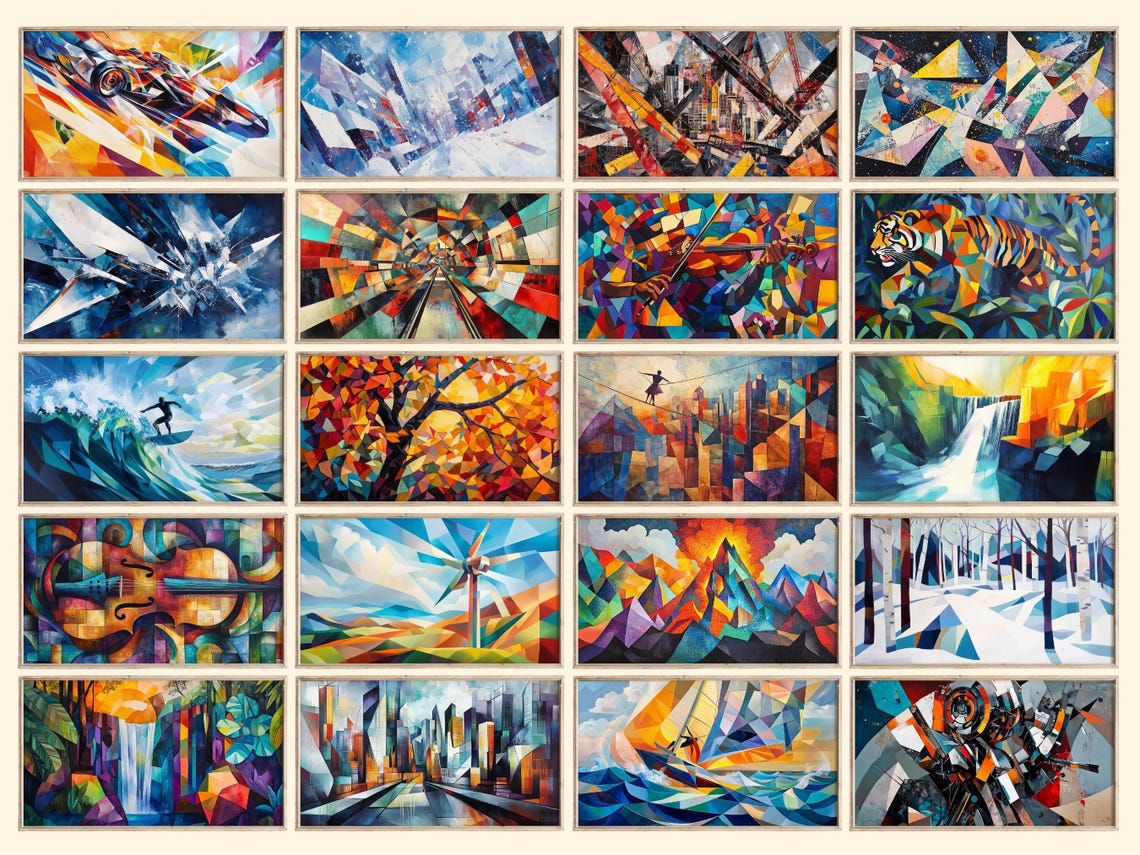 Cubism Styled Frame TV Art Bundle, Cubist Samsung Frame TV Artwork Set ...