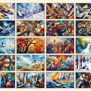 Cubism Styled Frame TV Art Bundle, Cubist Samsung Frame TV Artwork Set ...