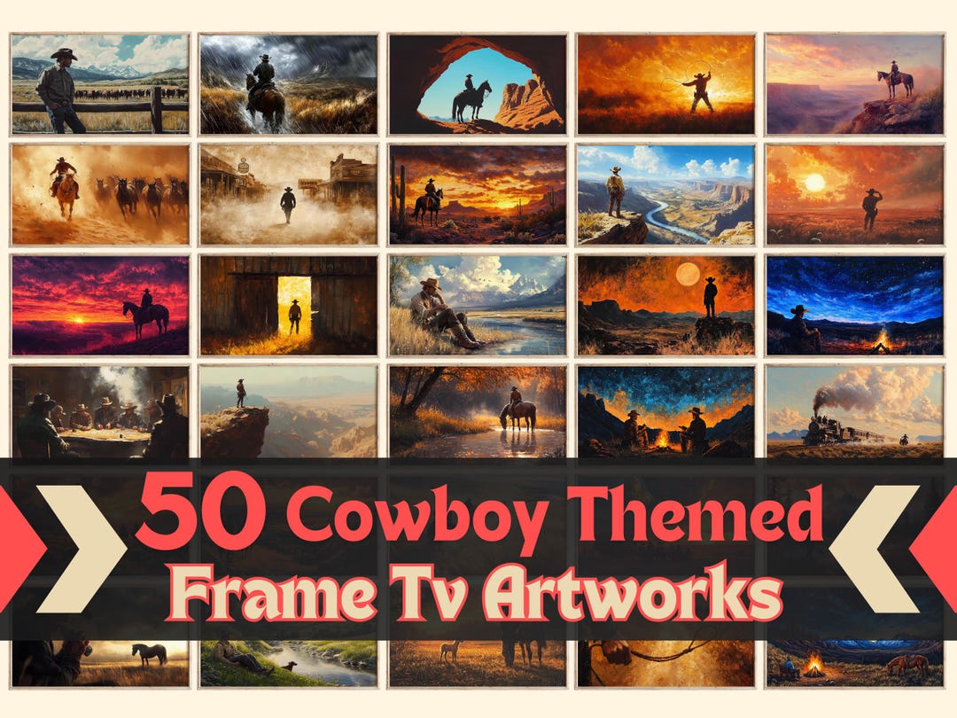 50 Cowboy Themed Frame TV Art Bundle, Western Samsung Theframe TV ...