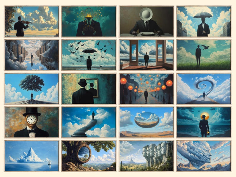 René Magritte Inspired Frame TV Art Bundle, Surrealist Samsung Frame TV ...