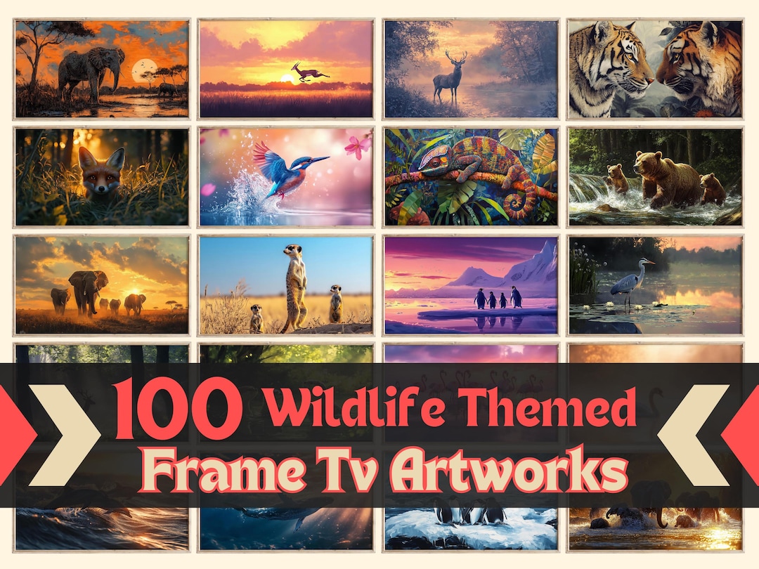 Wildlife Frame TV Art Set, Wild Life Animals Samsung Frame TV Artwork ...