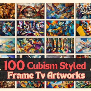 Cubism Styled Frame TV Art Bundle, Cubist Samsung Frame TV Artwork Set ...