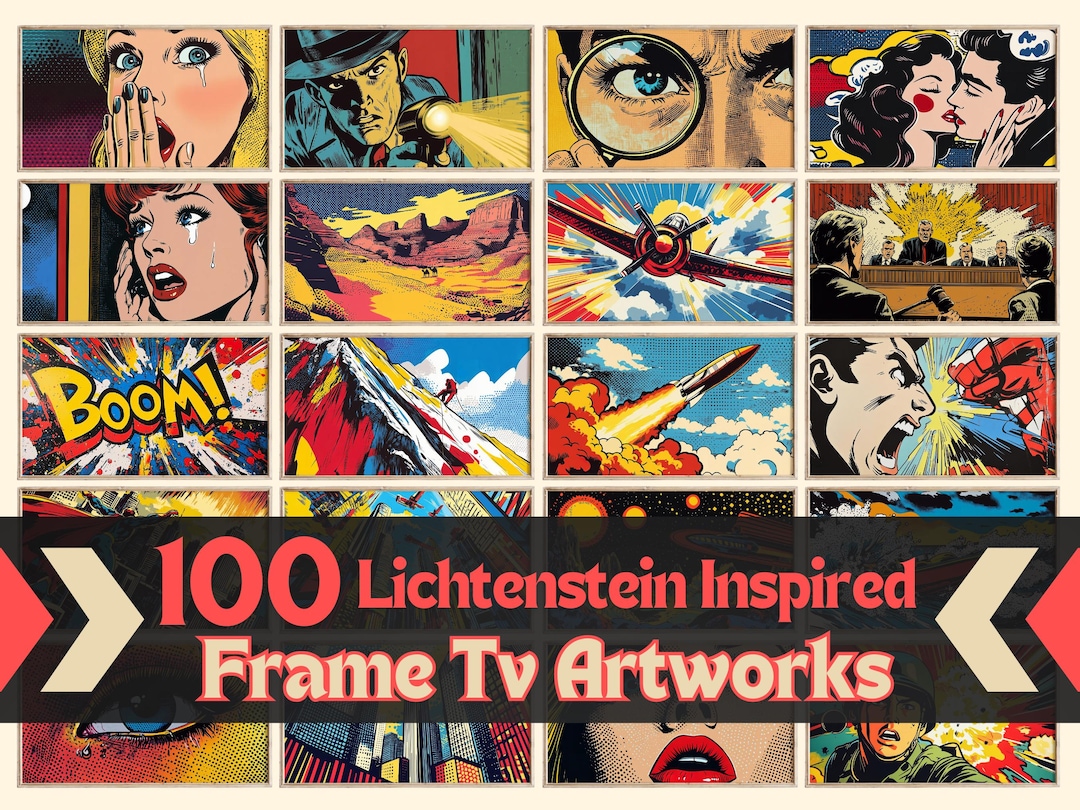 Roy Lichtenstein Inspired Frame TV Art Set, Samsung Frame TV Artwork ...