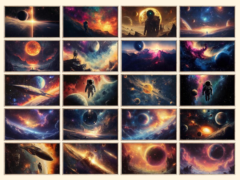 Space Frame TV Art Set, Galaxies Samsung Frame TV Artwork Bundle ...