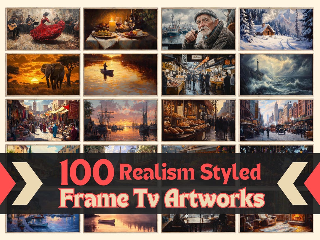 Realism Styled Frame TV Art Bundle, Realist Samsung Frame TV Artwork ...