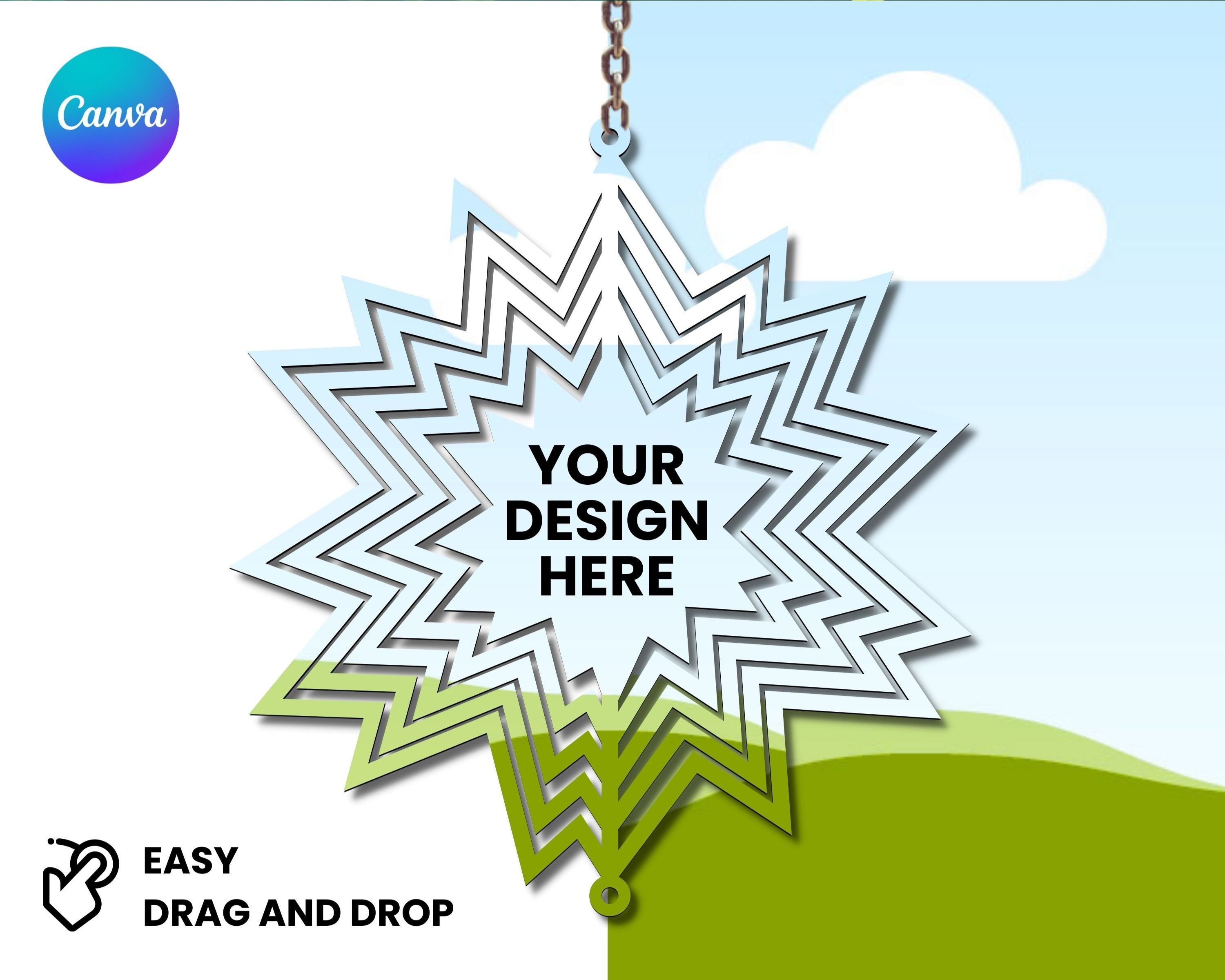 Wind Spinner Canva Mockups, Bundle, Drag & Drop Template, Editable ...